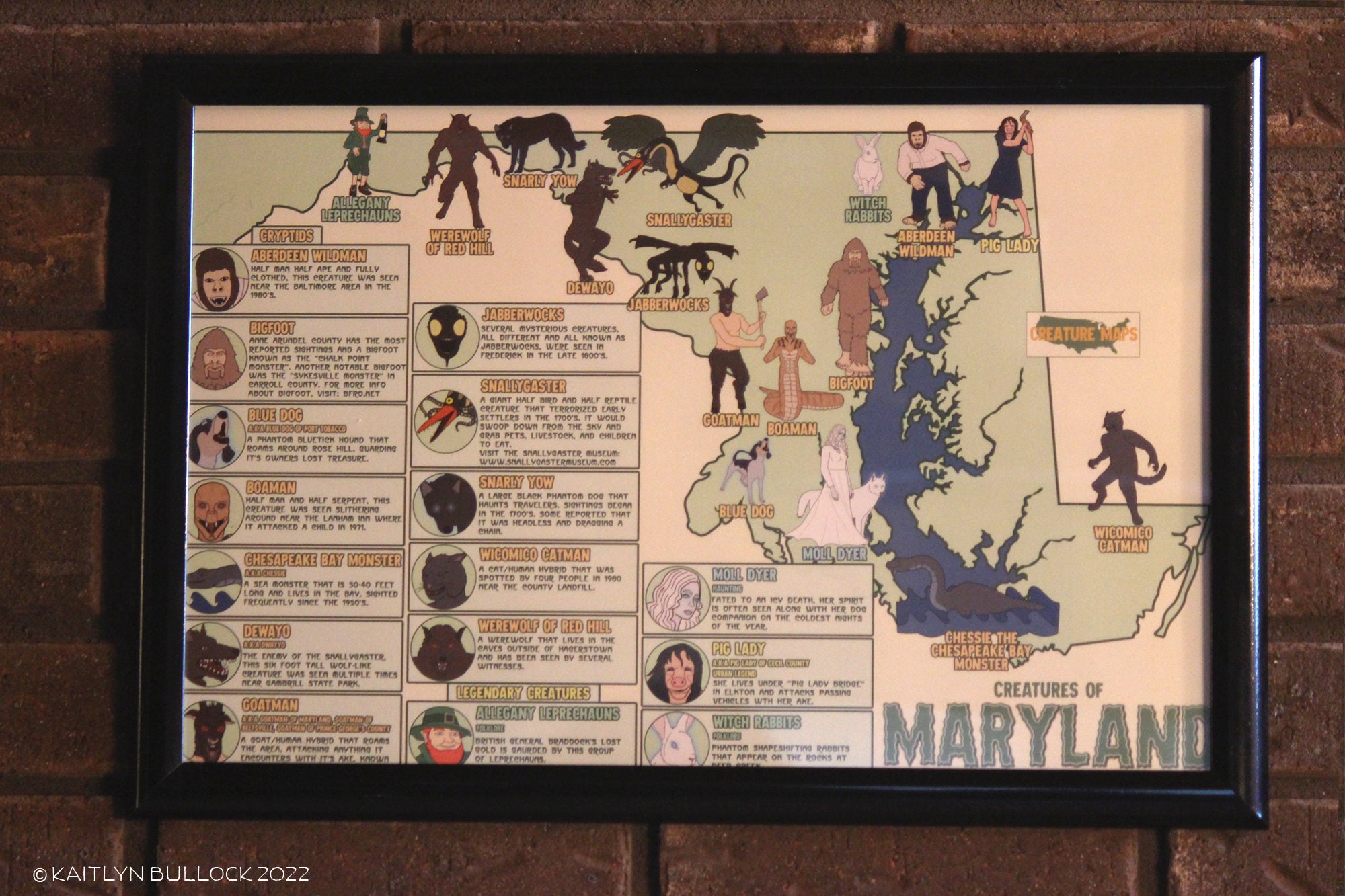 Maryland Art Print: Cryptids and Creatures of Maryland - Etsy