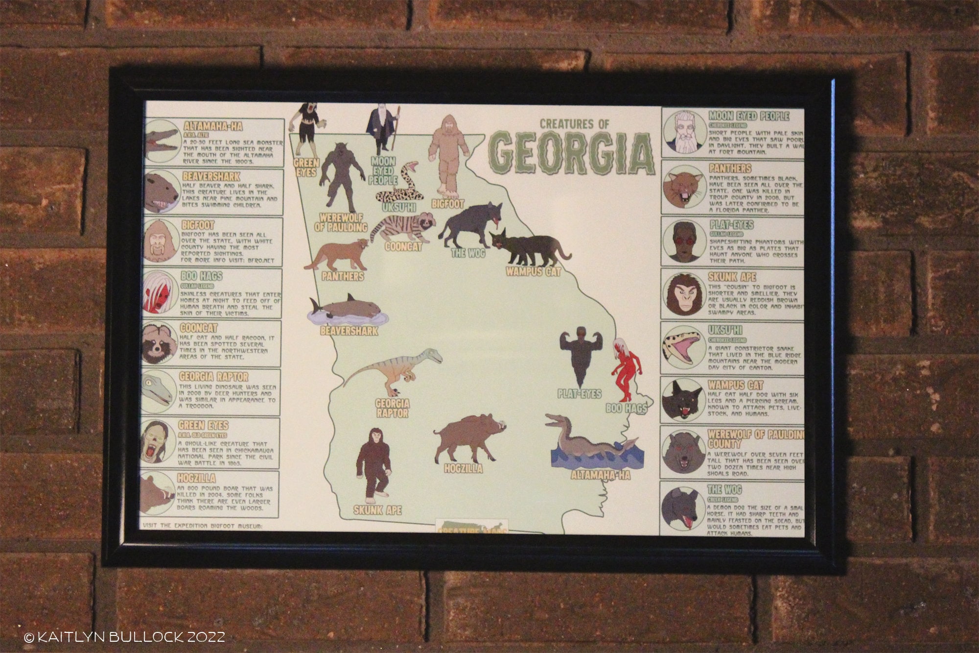 Georgia Art Print: Cryptids and Creatures of Georgia - Etsy