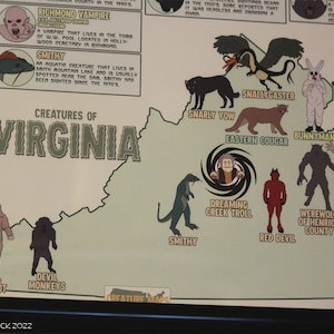 Virginia Art Print: Cryptids and Creatures of Virginia - Etsy