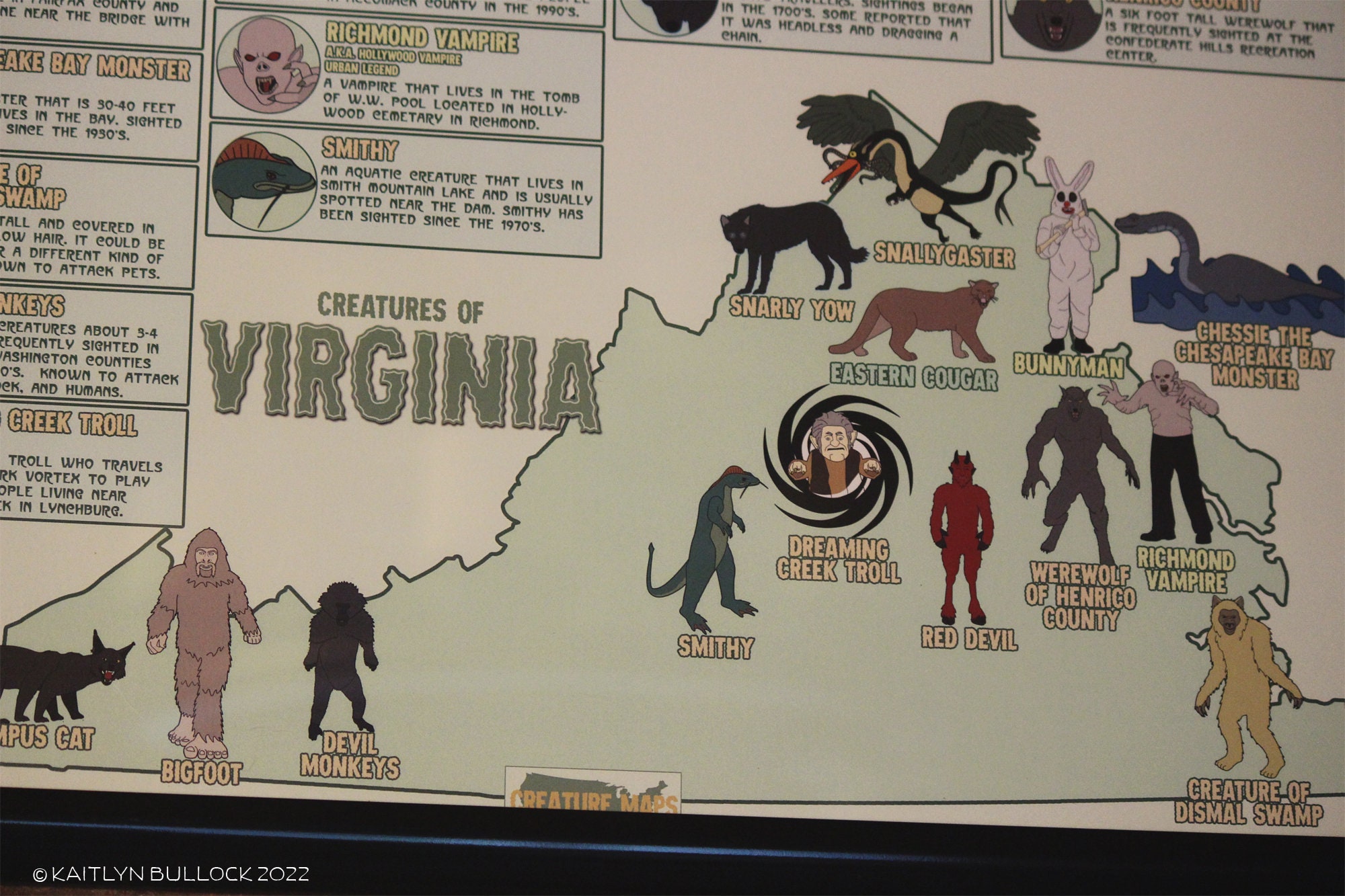 Virginia Art Print: Cryptids and Creatures of Virginia - Etsy
