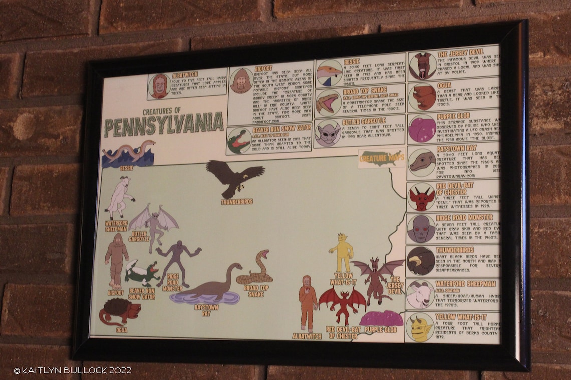 Pennsylvania Art Print: Cryptids and Creatures of Pennsylvania - Etsy