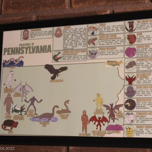 Pennsylvania Art Print: Cryptids and Creatures of Pennsylvania - Etsy