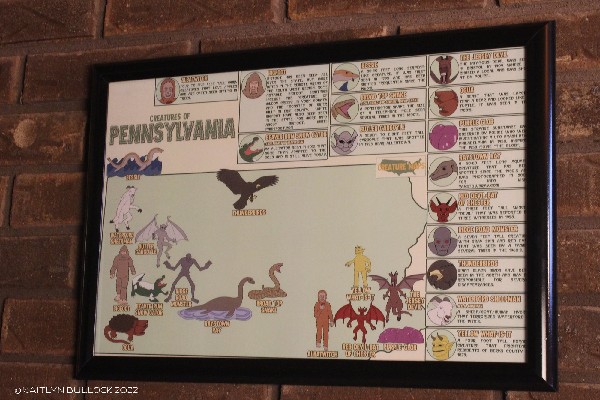 Pennsylvania Art Print: Cryptids and Creatures of Pennsylvania - Etsy