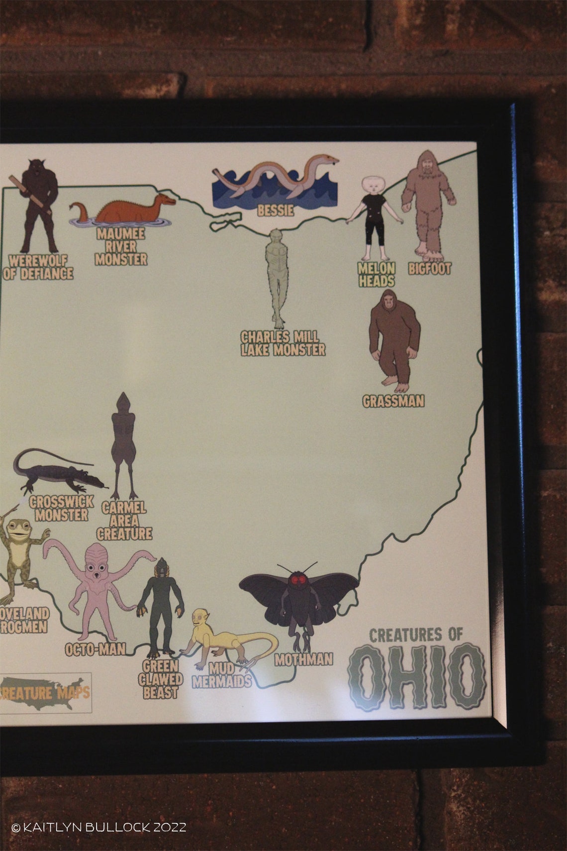 Ohio Art Print: Cryptids and Creatures of Ohio - Etsy