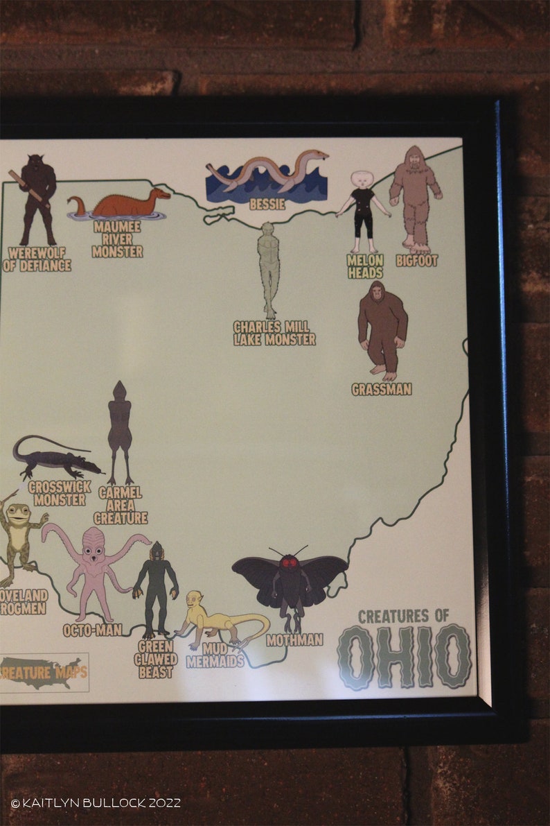 Ohio Art Print: Cryptids and Creatures of Ohio - Etsy