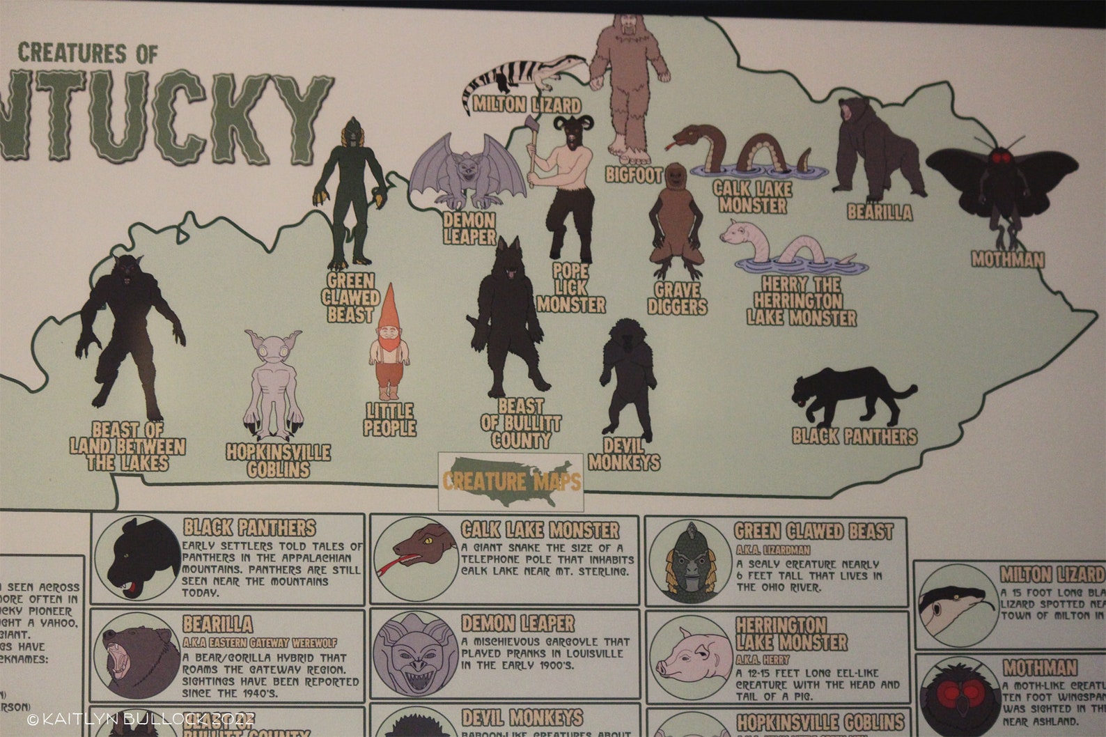 Kentucky Art Print: Cryptids and Creatures of Kentucky - Etsy