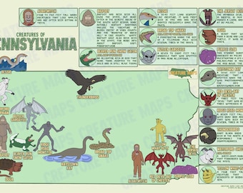 Ohio Art Print: Cryptids and Creatures of Ohio - Etsy