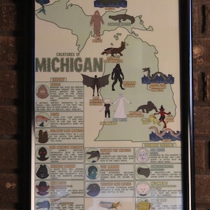 Michigan Art Print: Cryptids and Creatures of Michigan - Etsy