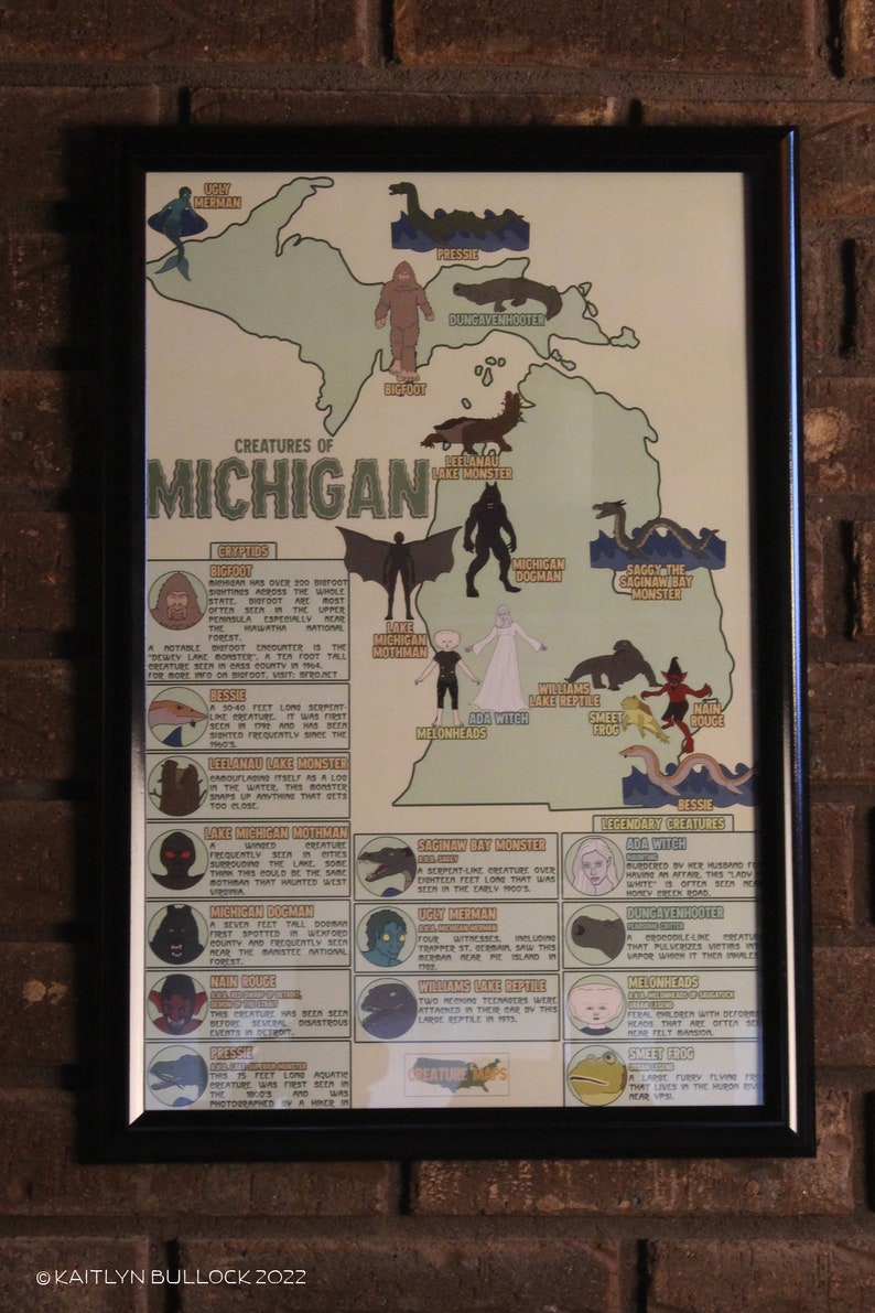 Michigan Art Print: Cryptids and Creatures of Michigan - Etsy
