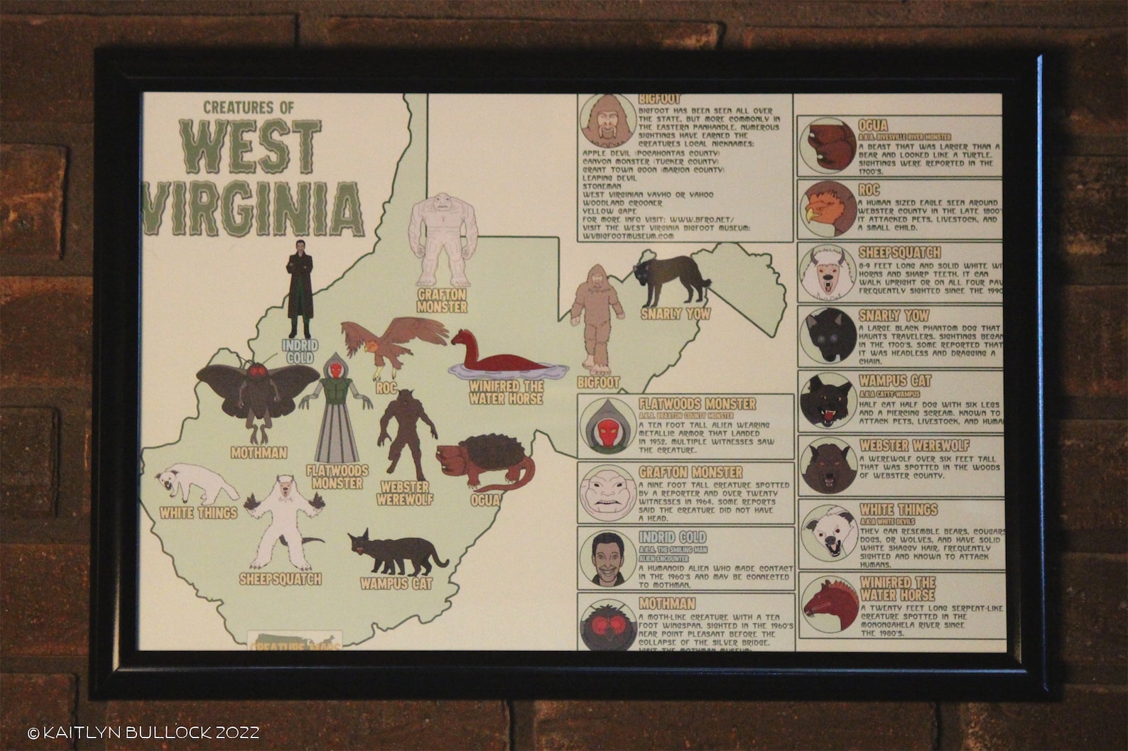 West Virginia Art Print: Cryptids and Creatures of West Virginia - Etsy
