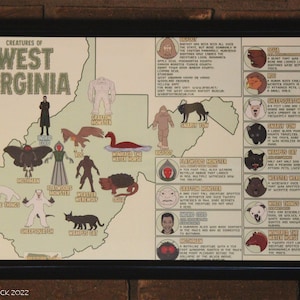 West Virginia Art Print: Cryptids and Creatures of West Virginia - Etsy