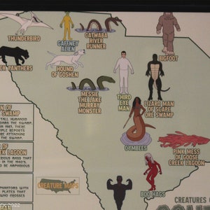South Carolina Art Print: Cryptids and Creatures of South Carolina - Etsy