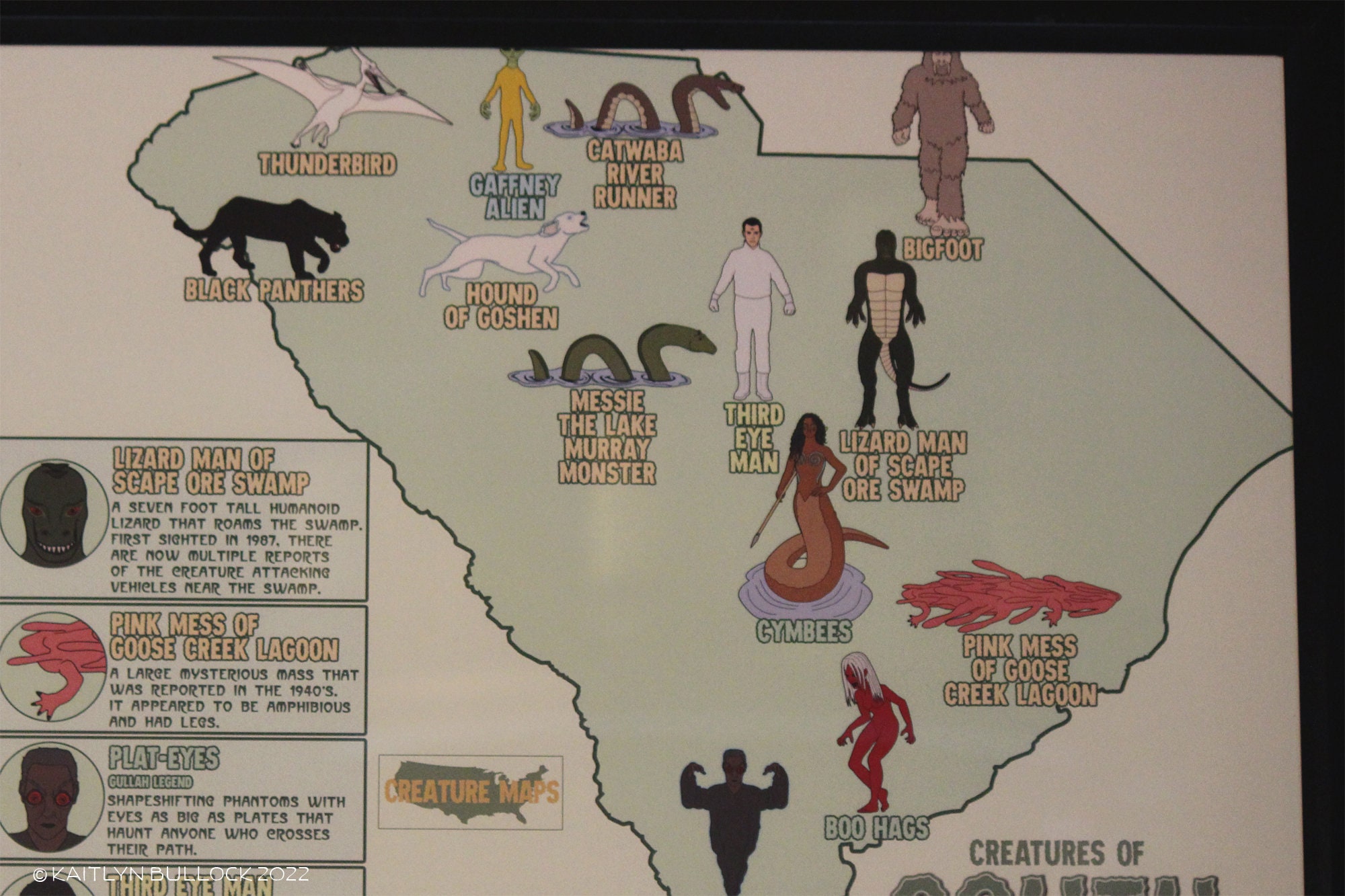 South Carolina Art Print: Cryptids and Creatures of South Carolina - Etsy