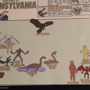 Pennsylvania Art Print: Cryptids and Creatures of Pennsylvania - Etsy