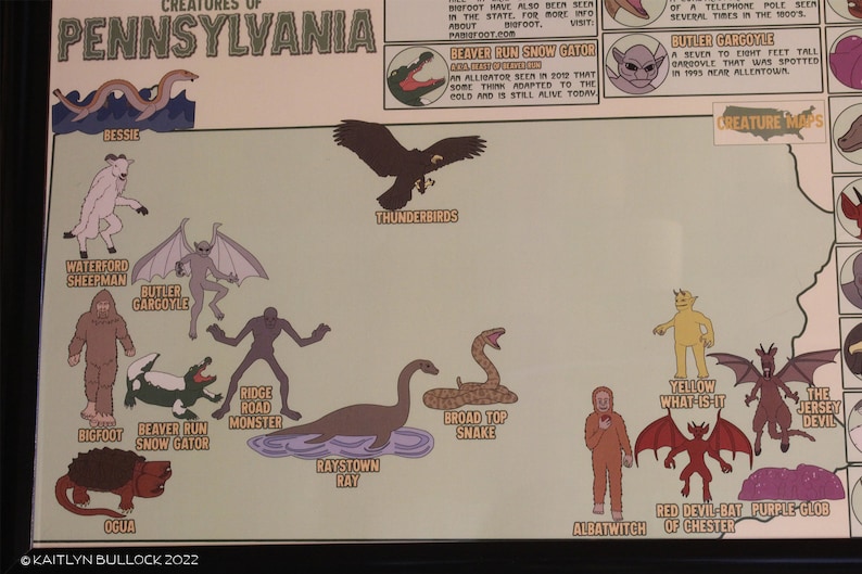 Pennsylvania Art Print: Cryptids and Creatures of Pennsylvania - Etsy