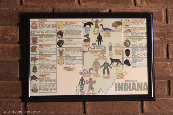 Indiana Cryptids Indiana Art Print: Cryptids And Creatures Of Indiana