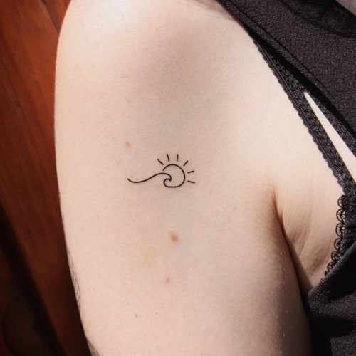 Small Sun Wave Temporary Tattoo / Small Sun Tattoo / Small - Etsy