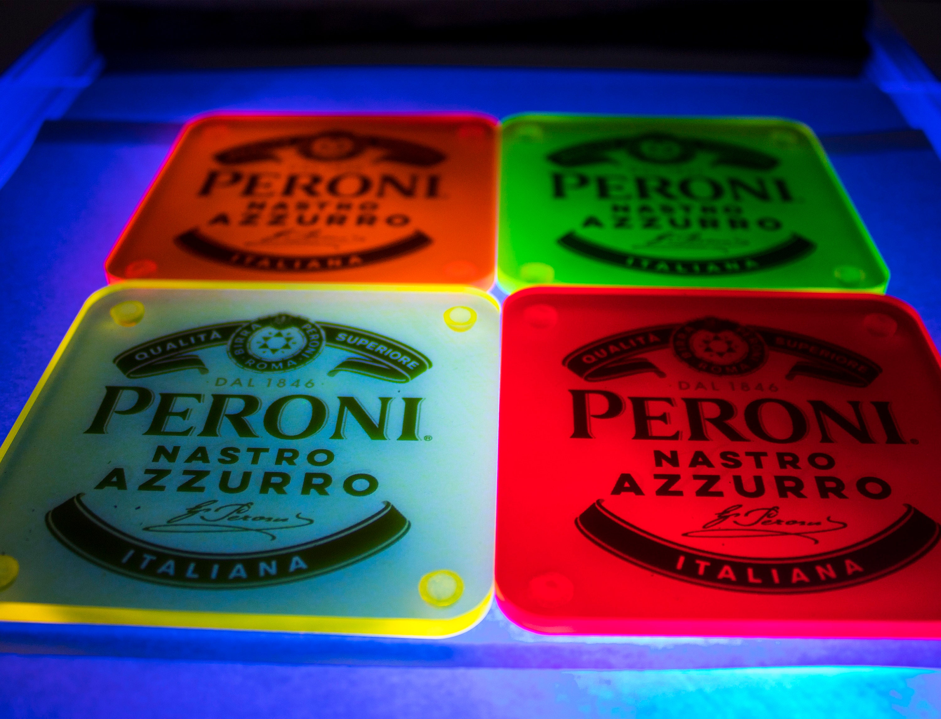 Neon Acrylic Coasters Peroni Man Cave Home Gift - Etsy UK