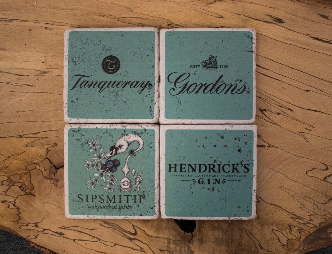 Stone Coasters: Green Gin Collection (set of 4) | Drink Coasters - Etsy