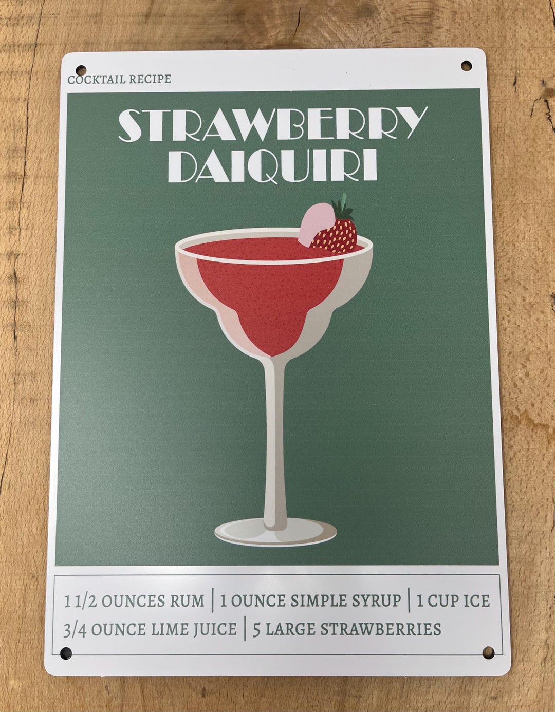 Strawberry Daiquiri Metal Sign: Rusted Effect Cocktail Recipe - Etsy UK