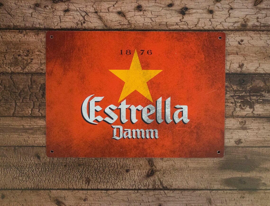 Estrella Beer Metal Sign: Retro Rusted Effect Bar Decor - Etsy UK
