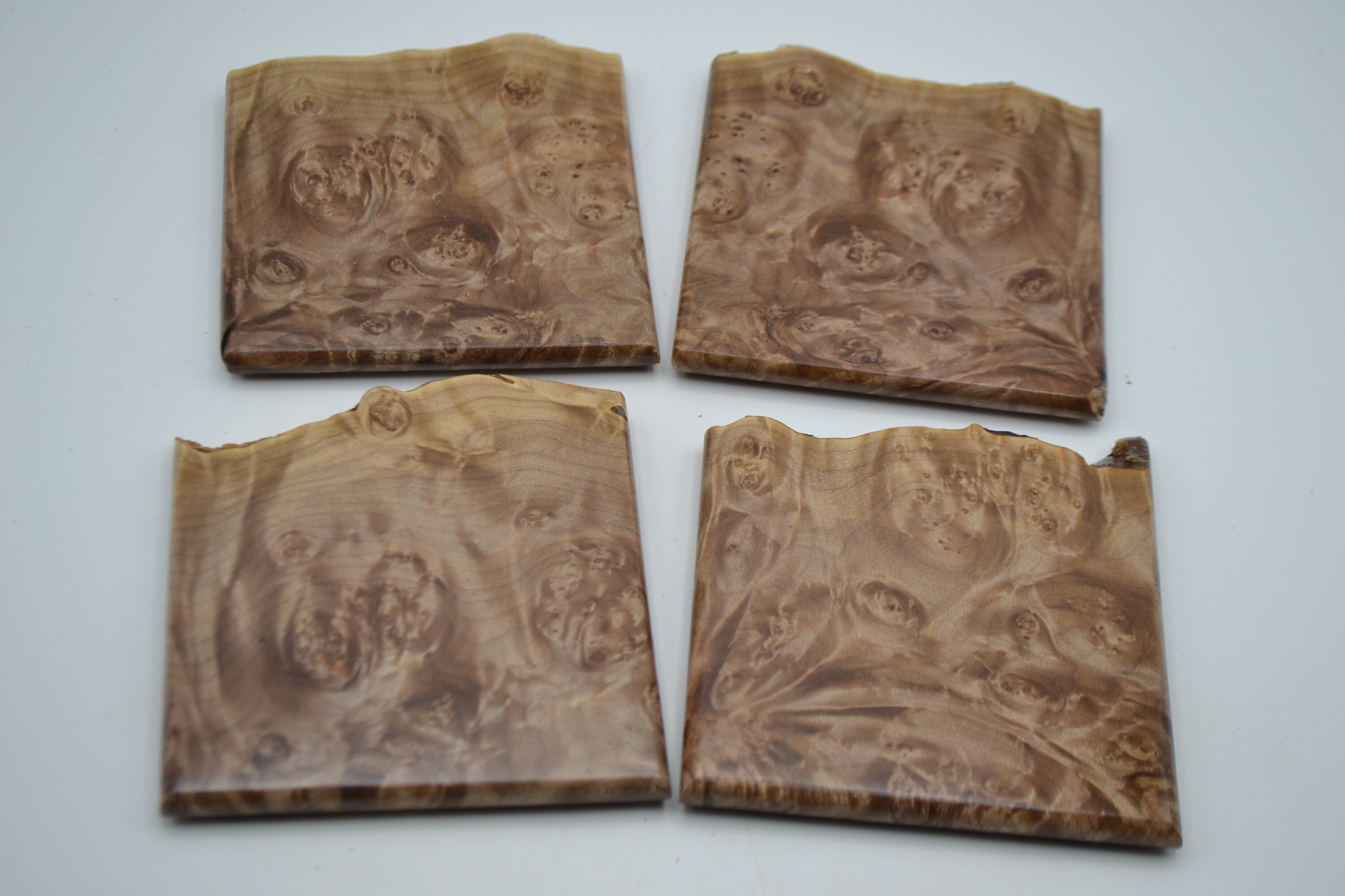 Maple Burl Wood Coasters With Live Edge Stabilized Set of 4 - Etsy