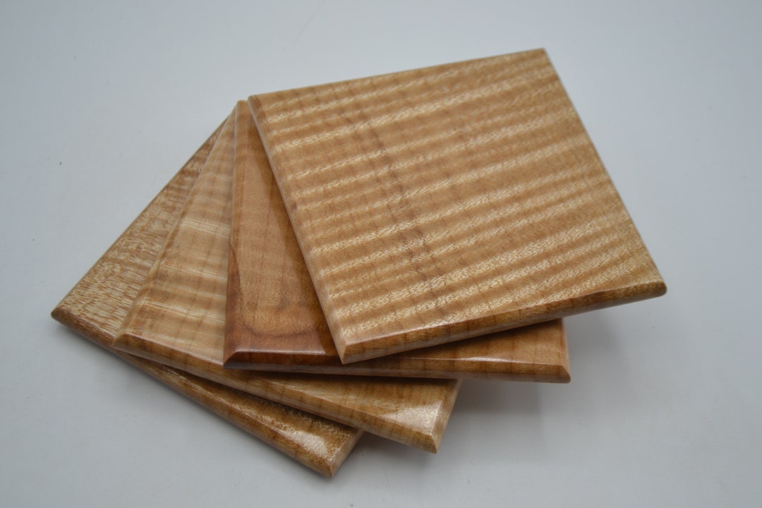 Curly Maple Wood Coasters - Set of 4 - Etsy
