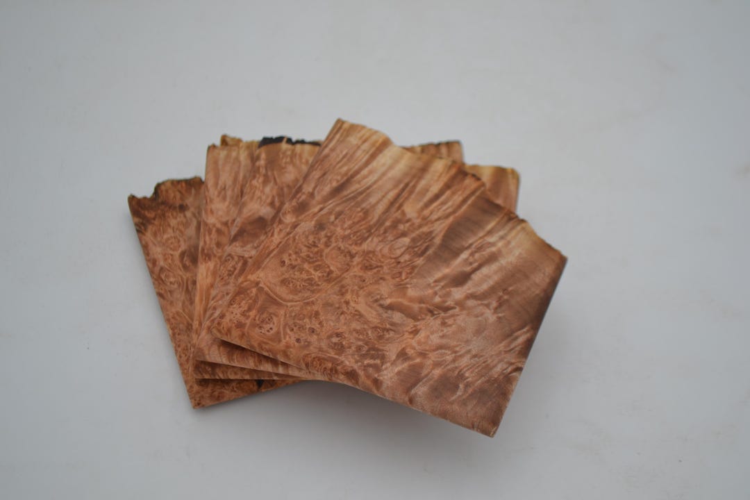 Maple Burl Wood Coasters With Live Edge, Stabilized, Set of 4 - Etsy