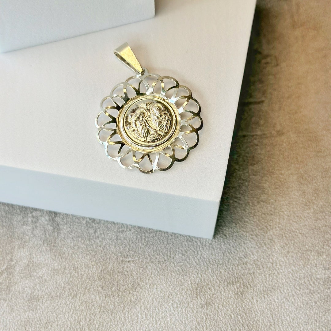 Holy Trinity Medal Pendant in 925 Sterling Silver. Santisima Trinidad ...