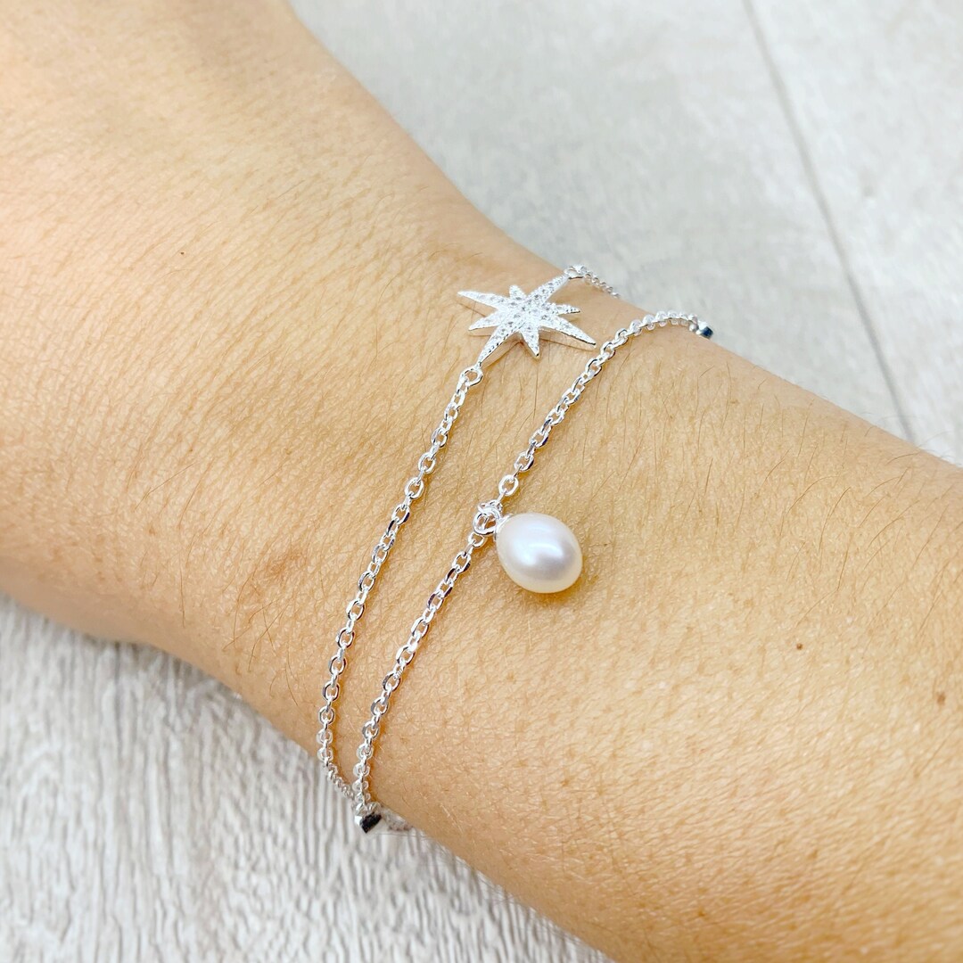 925 Sterling Silver Star Bracelet. 925 Sterling Silver Pearl Star Charm ...
