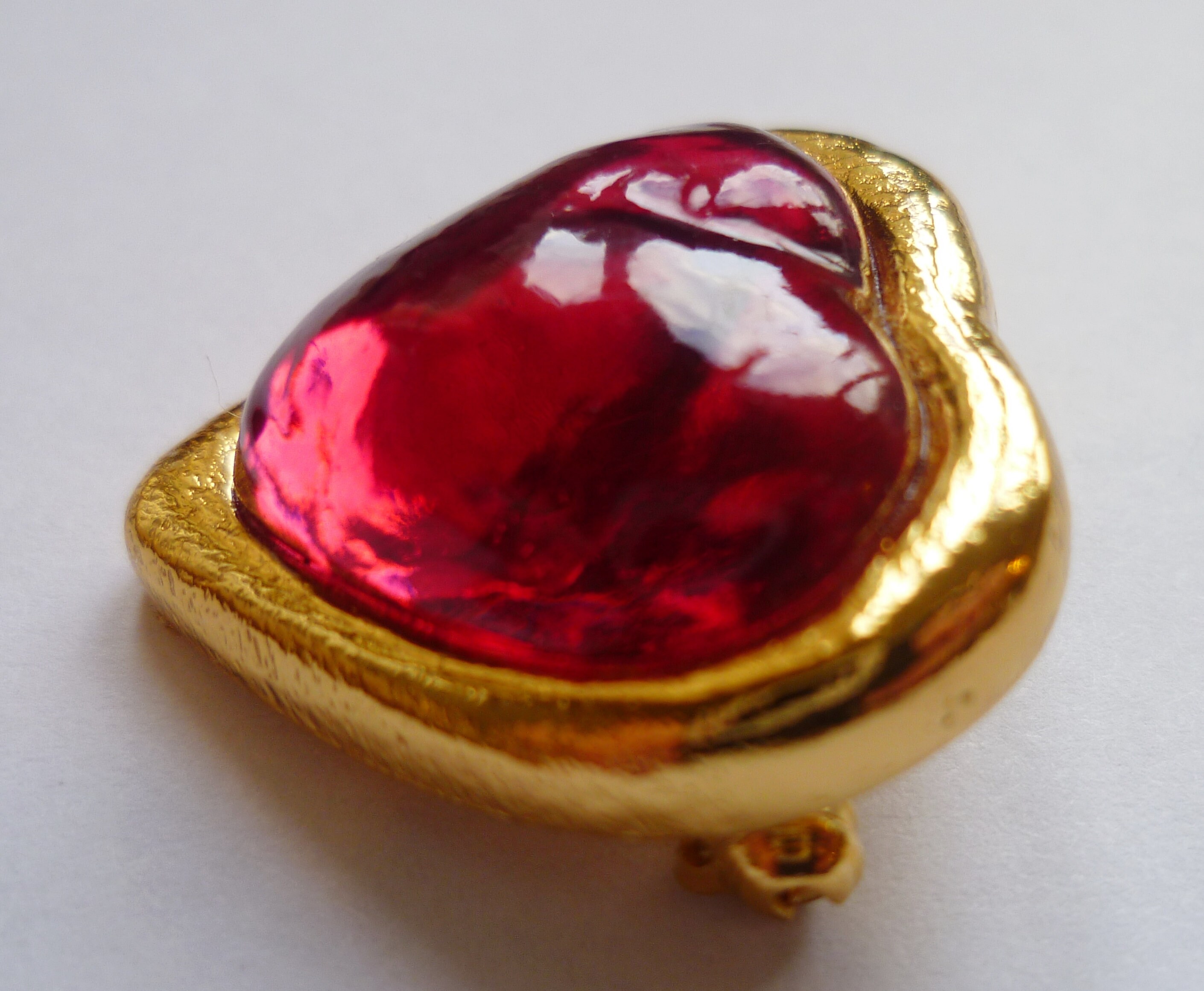 Yves Saint Laurent Red Heart Brooch - Etsy