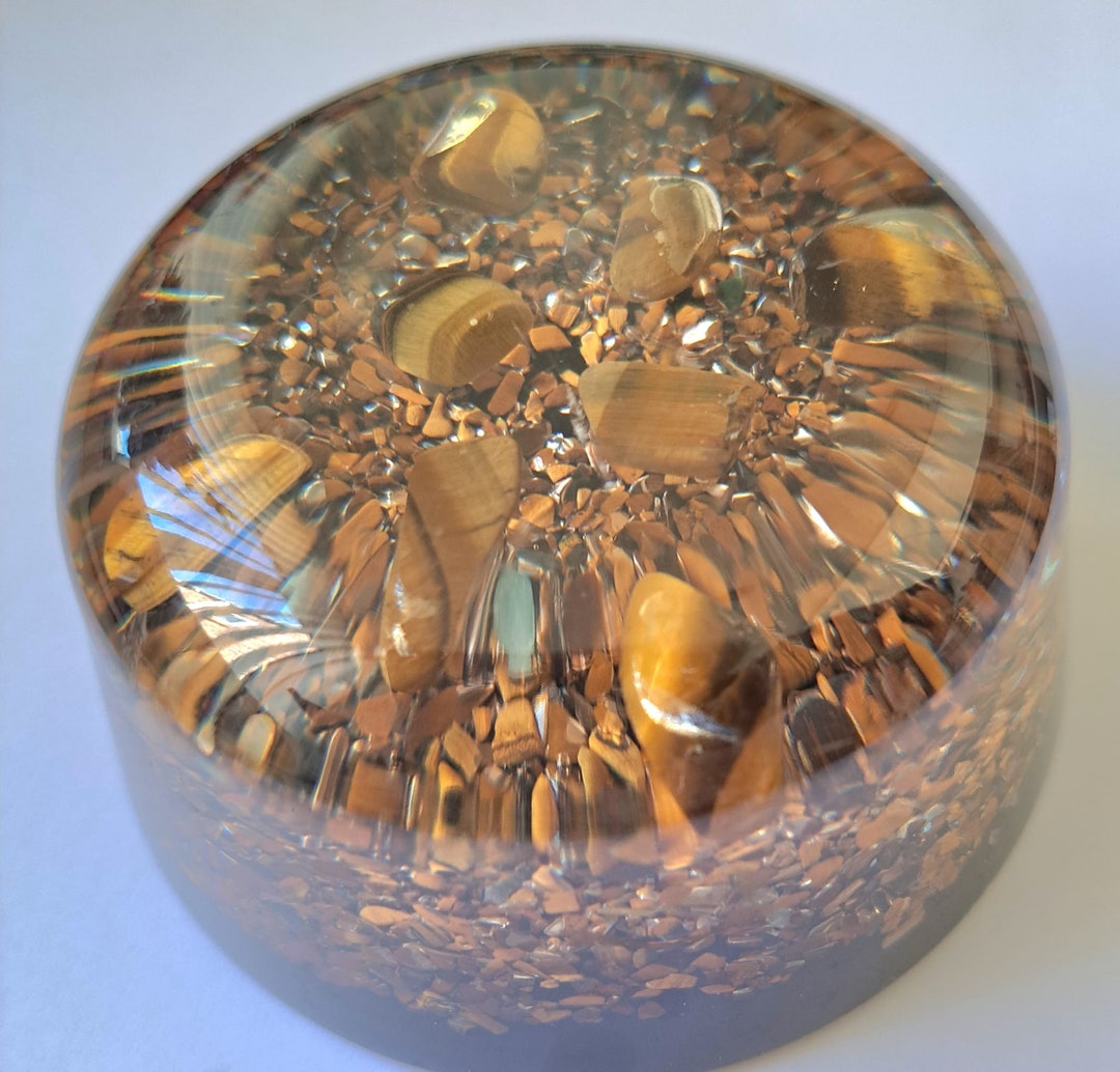 Mid Century Modern Tigers Eye Lucite Paperweight/desk Accessory - Etsy