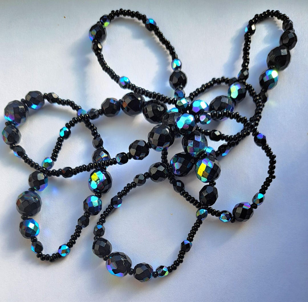 1920s Iridescent French Jet Art Deco Opera Length Necklace - Etsy