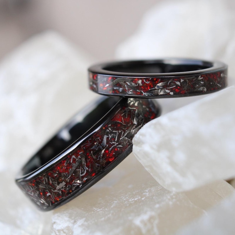 Red Meteorite Rings - Etsy UK