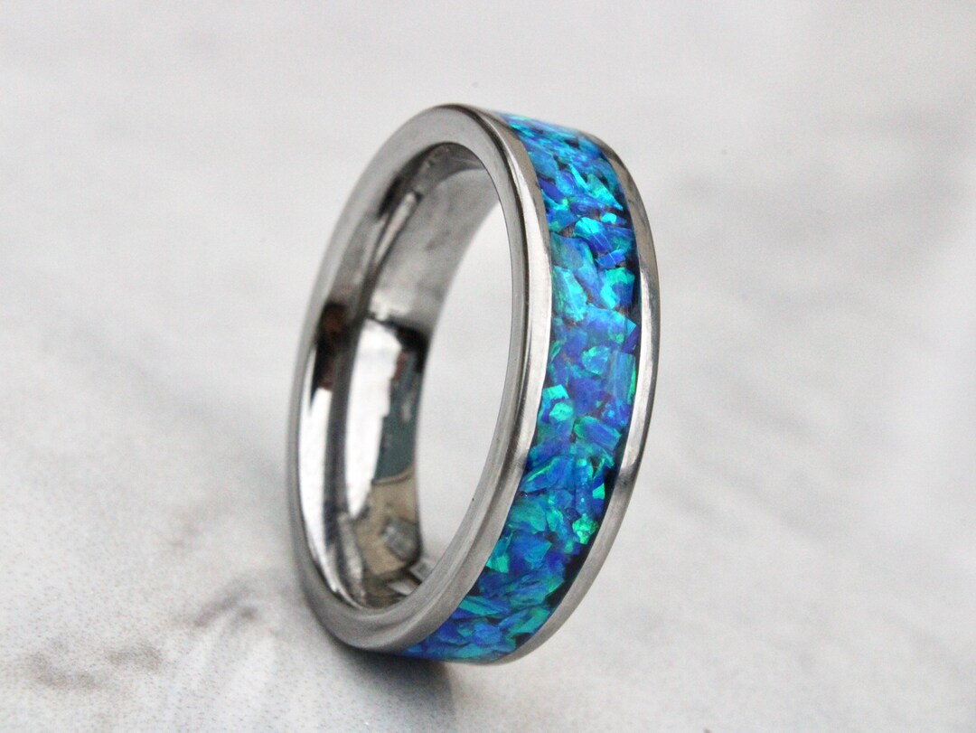 Cobalt Blue Opal Gemstone Ring Handmade Engagement Rings for Her ...