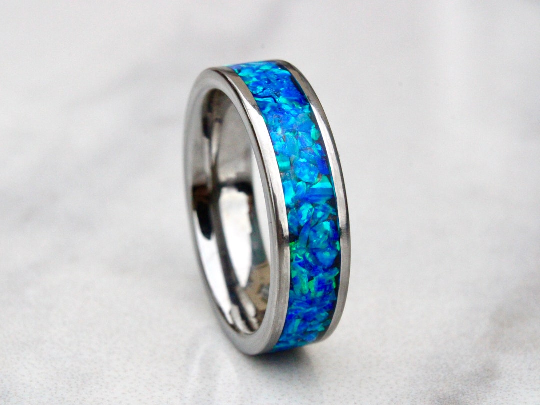 Cobalt Blue Opal Ring Handmade Engagement Rings for Her Wedding Rings ...
