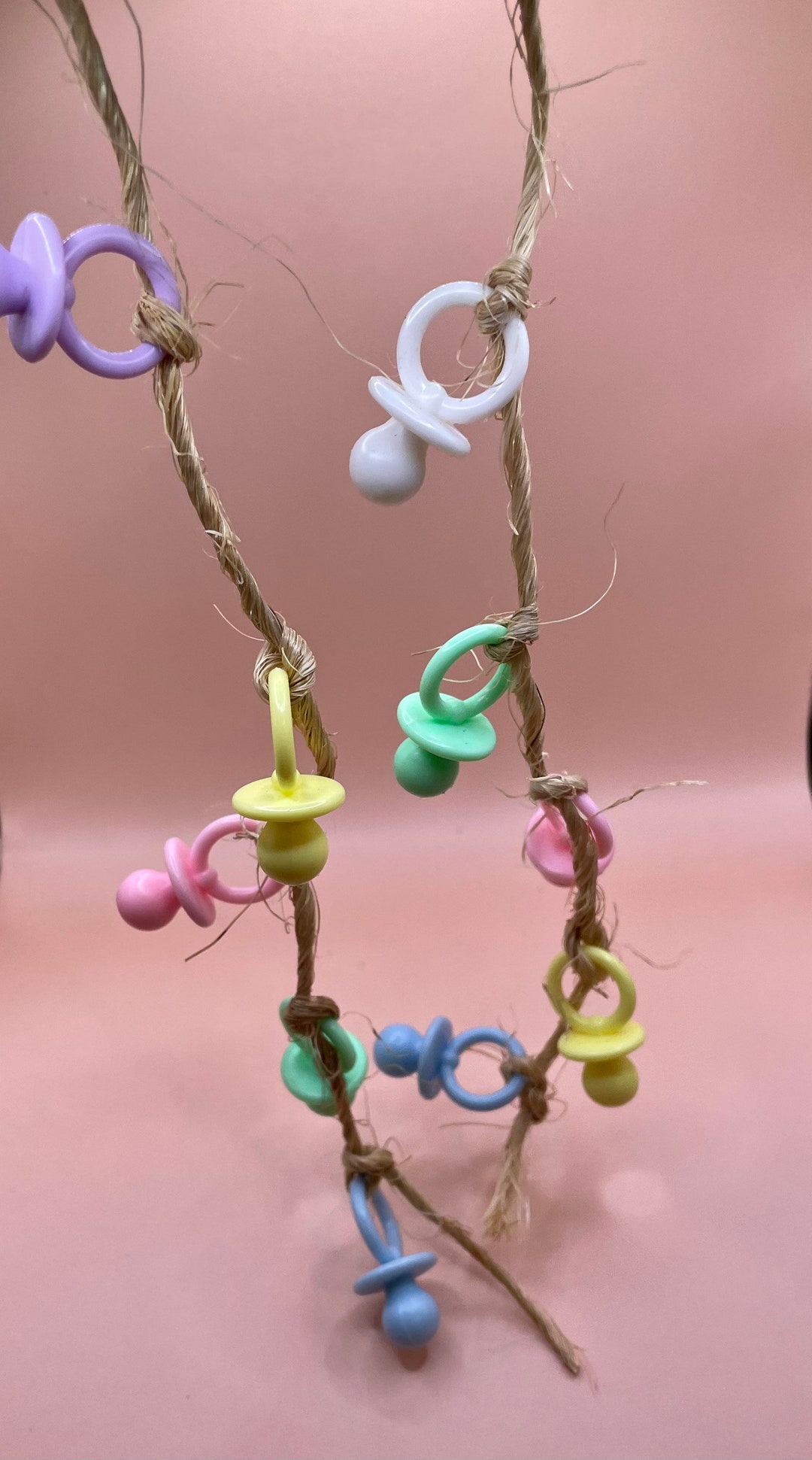 Birdie Babies Plastic Pacifier and Twine String Toys for Pet Birds ...