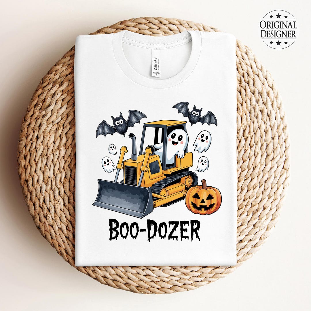 Boo-dozer Halloween Construction PNG, Ghost Bulldozer Pumpkin Bat ...