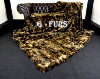 Luxury Real Brown Rex Rabbit Fur Throw Blanket | Etsy