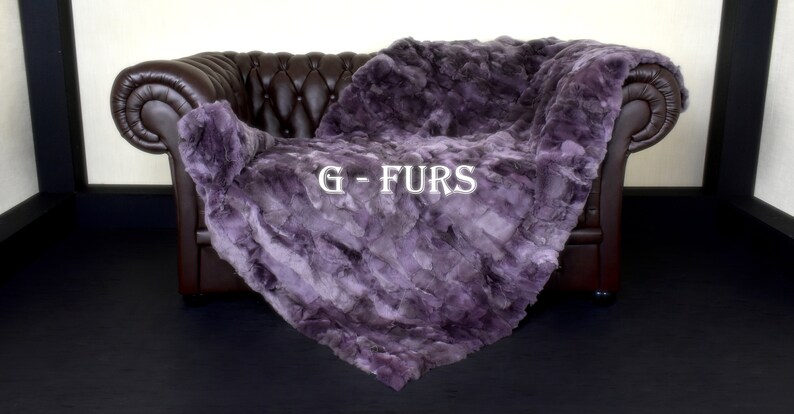 Luxury Pastel Violet Rex Rabbit Fur Throw Blanket | Etsy