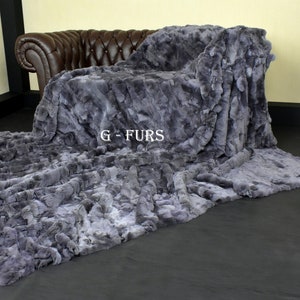 Luxury Real Grey Rex Rabbit Fur Throw Blanket | Etsy