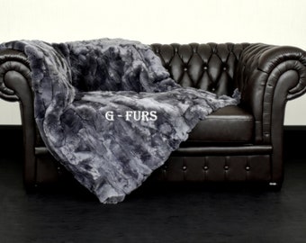 Luxury Real Grey Rex Rabbit Fur Throw Blanket - Etsy