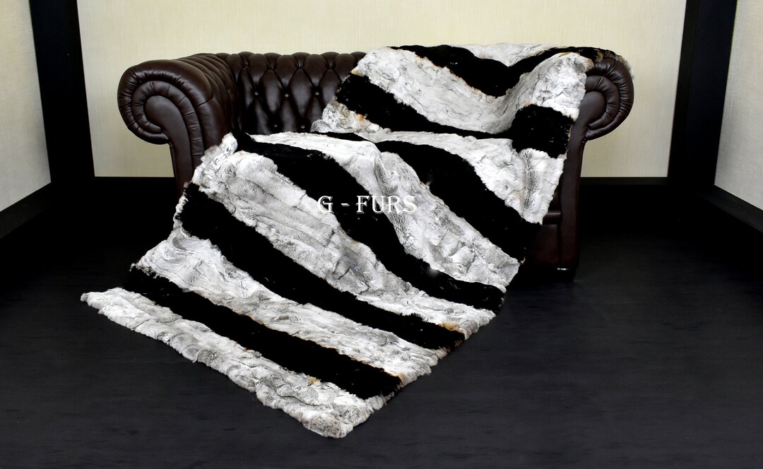 Luxury Real Gray Rex Rabbit Fur Throw Blanket - Etsy