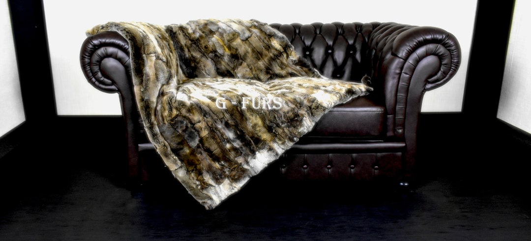 Luxury Real Khaki Rex Rabbit Fur Throw Blanket - Etsy