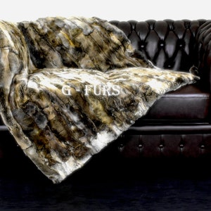 Luxury Real Khaki Rex Rabbit Fur Throw Blanket - Etsy