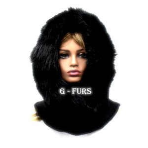Luxury Real Fox Fur Fur Neck Loop Collar With Elastic Cotton in Black ...