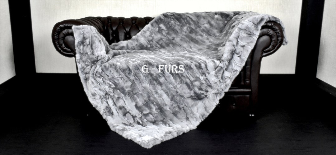 Luxury Real Silver Rex Rabbit Fur Throw Blanket - Etsy