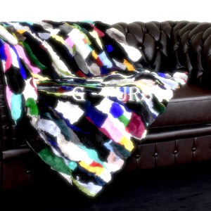 Luxury Real Multicolor Rex Rabbit Throw Blanket - Etsy