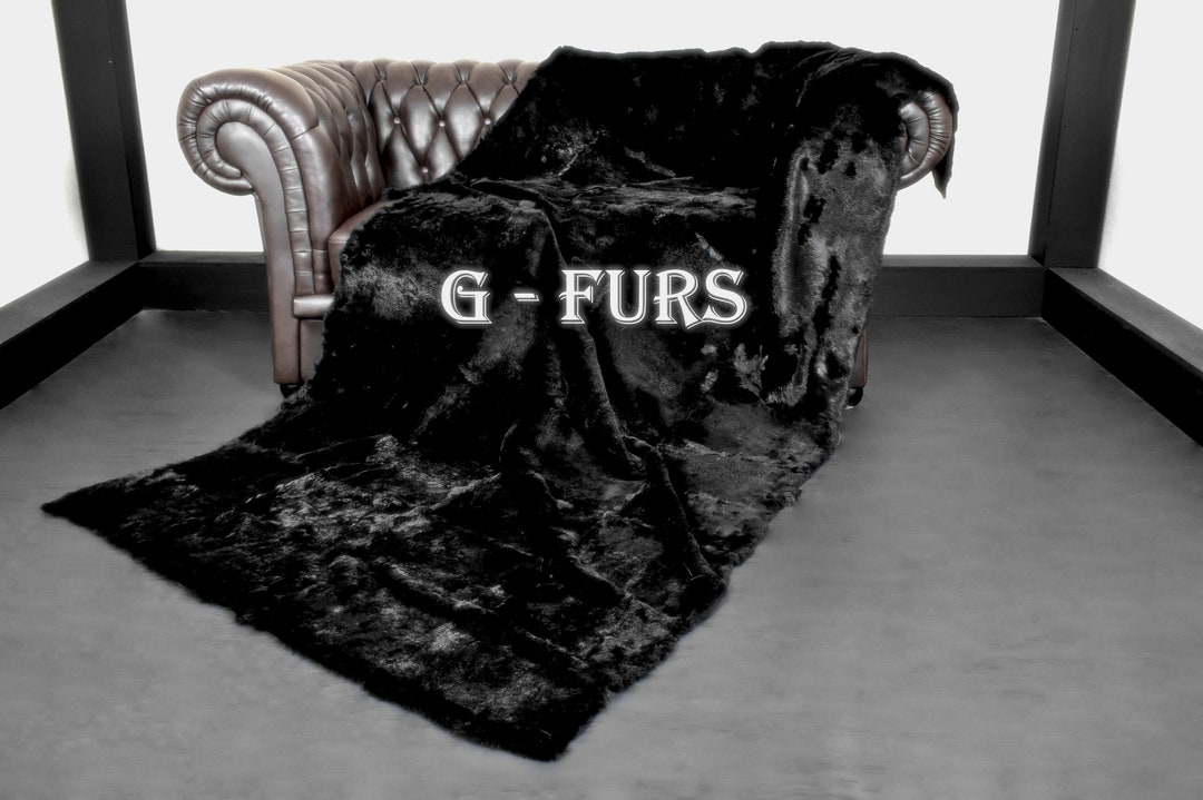 Luxury Real Full Skin Black Rabbit Throw Blanket - Etsy
