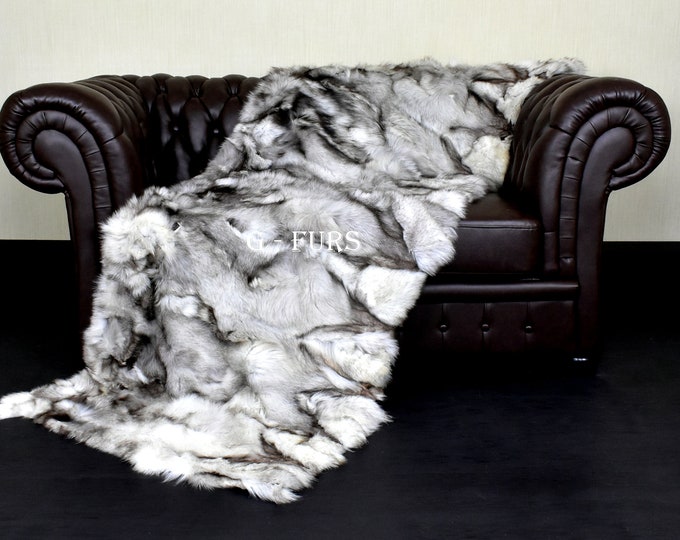 Luxury Real Arctic Marble Frost Fox Fur Throw Blanket - Etsy